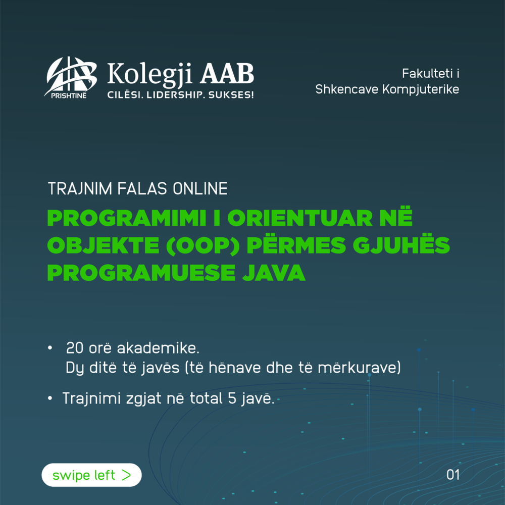 Trajnim Falas: "Programimi i orientuar në objekte (OOP) përmes gjuhës ...